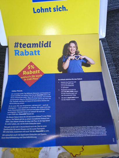 Lidl 5% Mitarbeiterrabatt ab 01.04.26 für alle Mitarbeiter at Lidl ...