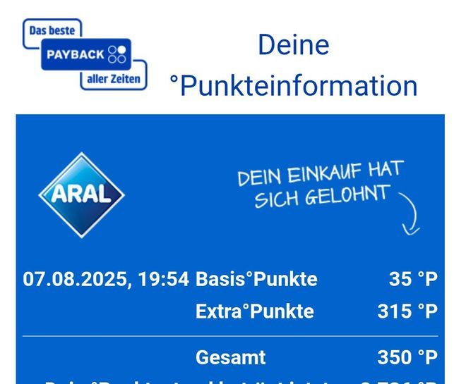 10-fach Payback Punkte auf Kraftstoffe bei Aral | 19.07.2025 | mydealz