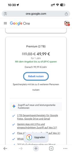 Google One Premium 2 TB für 49,99 € – 50% Rabatt bei Gemini | mydealz