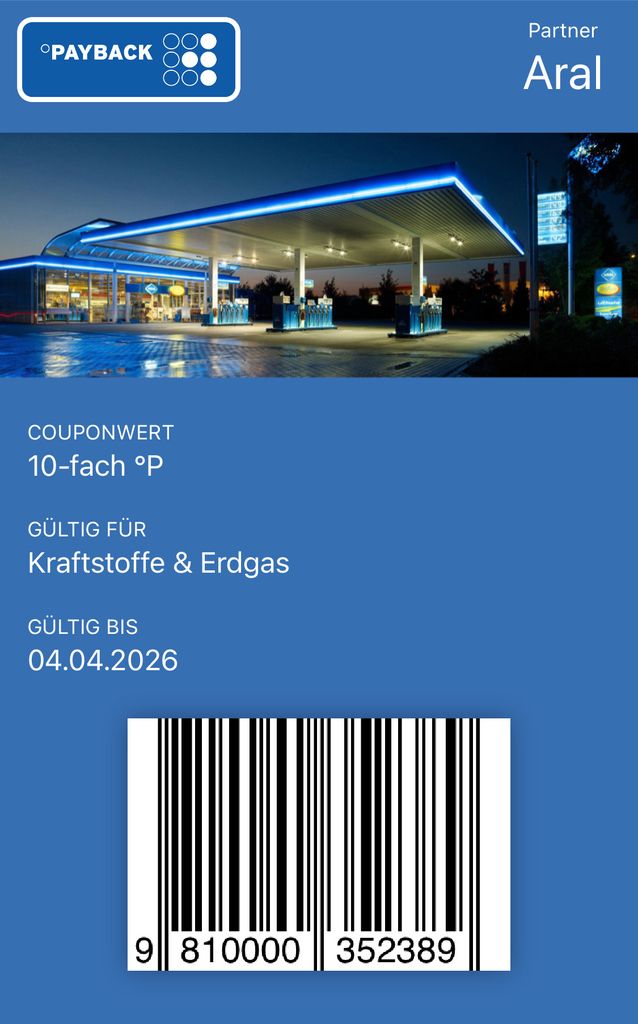 10FACH °P auf Kraftstoffe & Erdgas bei Aral – jetzt Punkte sammeln ...