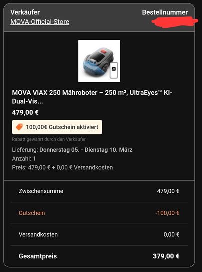 MOVA Viax 300 inkl. Garage bei BAUHAUS – 499,00€ | mydealz