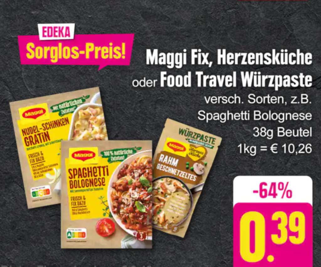 MAGGI Fix Produkte für nur 32¾ Cent/Beutel bei EDEKA - Spare jetzt ...