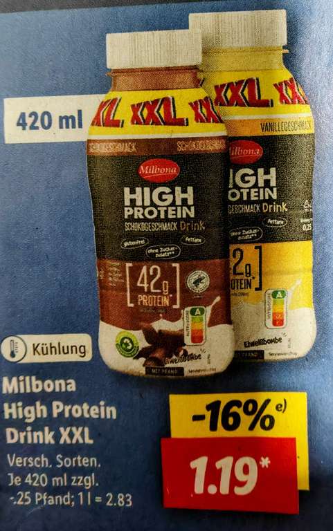 Hochprotein-Produkte bei Lidl: Pizza, Kaffeegetränk, Clear Whey Drink ...