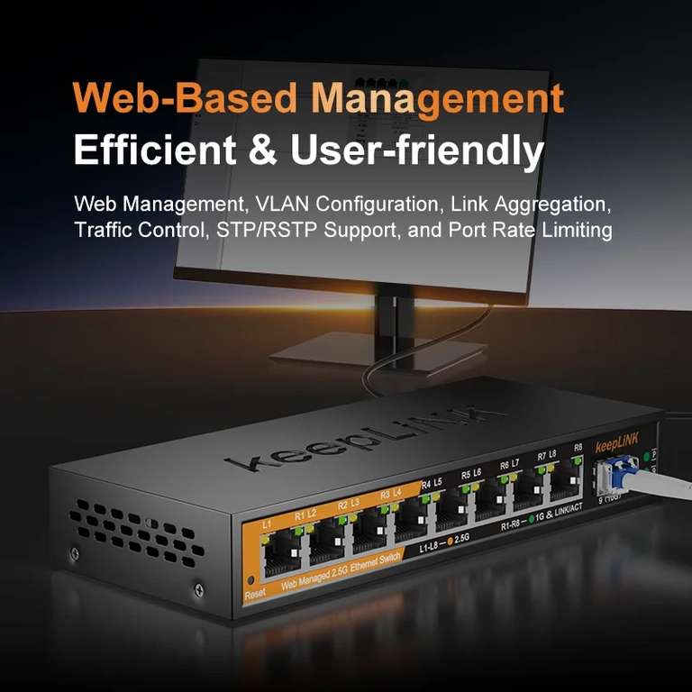 KeepLiNK 2,5 GBit Switch mit 8 Ports für 31,19 € at AliExpress | mydealz