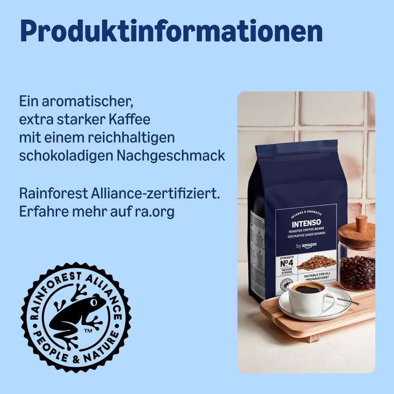 Kaffeebohnen Intenso dunkel geröstet 2 kg – Rainforest Alliance, 2x1kg ...