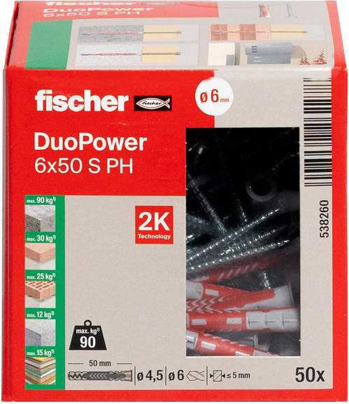 fischer DuoPower 6x50 S PH Set – 100tlg, Beton bis Gips | bei Amazon 11 ...