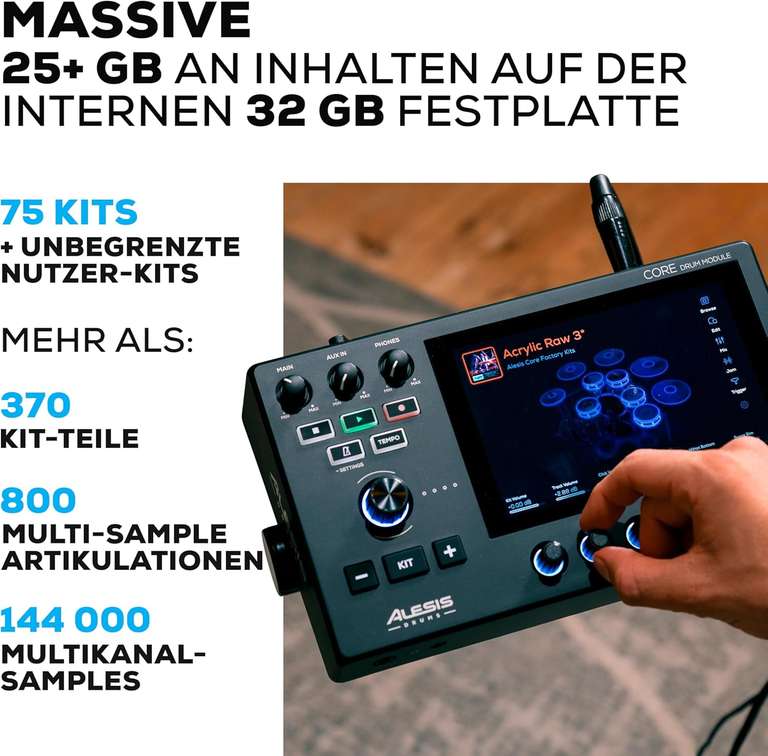 Alesis Strata Core E-Schlagzeug-Modul: 7 Touchscreen & ARC-Becken at Amazon