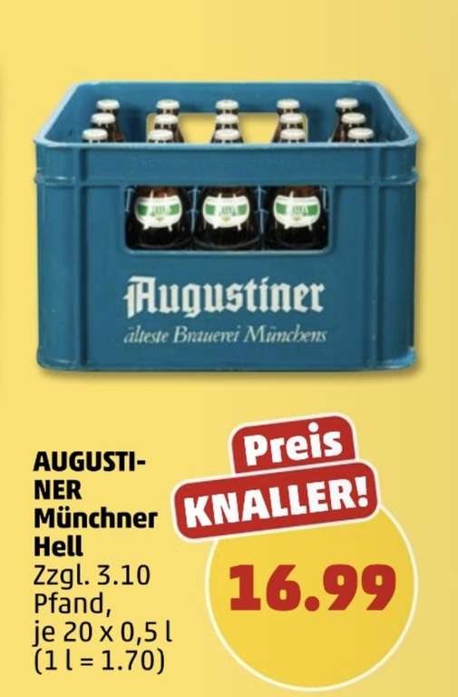 Augustiner Helles Bier 20x0,5l für 16,99 € zzgl. Pfand at PENNY | mydealz
