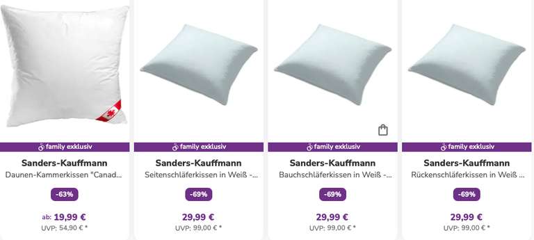 Bettwaren von Sanders Kauffmann – 80x80 Kissen Finesse ab 26,94€ bei ...