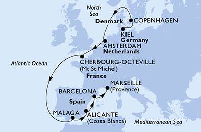 MSC Euribia 11 Nächte Kiel–Marseille, ab 799€ p.P. at MSC Kreuzfahrten ...