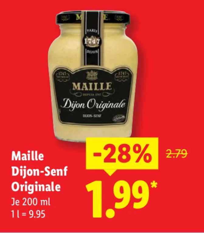 Maille Dijon-Senf 200ml für nur 1,28€ bei Lidl in deiner Nähe! | mydealz