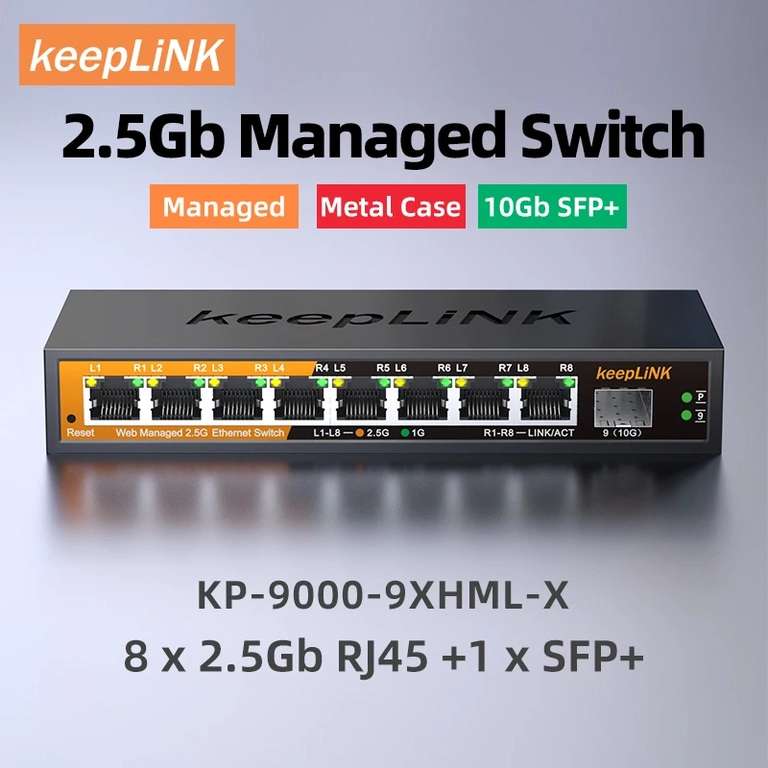 KeepLiNK 2,5 GBit Switch mit 8 Ports für 31,19 € at AliExpress | mydealz