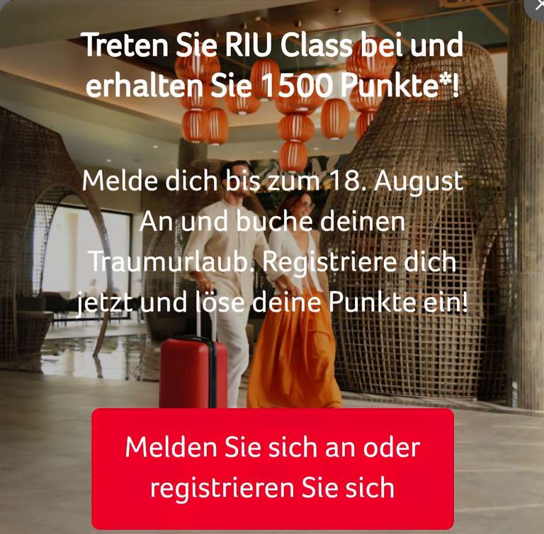 Riu Hotels: 1500 Punkte sichern – 150€ Rabatt! Jetzt anmelden | mydealz