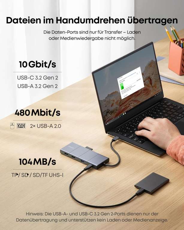 Anker 565 11-in-1 USB-C Hub Docking-Station mit 10 Gbps Ports, 4K HDMI ...