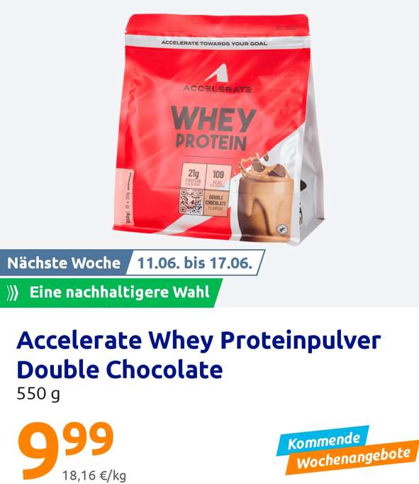 Accelerate Whey Proteinpulver Double Chocolate 550g für 9,99 € at ...