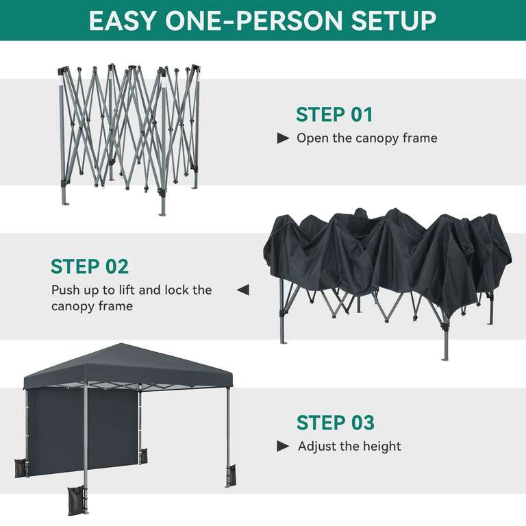 DWVO Pop-Up Pavillon 3x3 m wasserdicht mit Seitenteil – ab 64,59€ bei ...