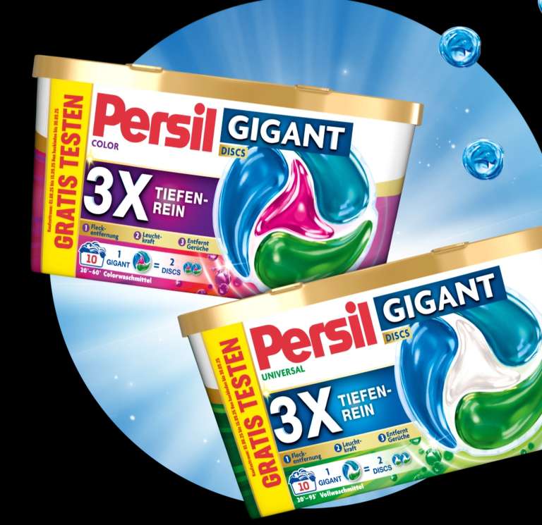 Persil Gigant DISCS Waschmittel Gratis Testen ab 01.08. bei 0,00 ...