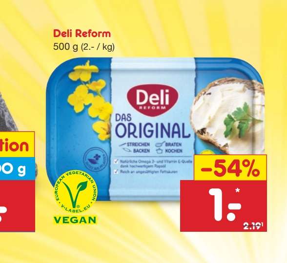 Deli Reform Margarine, versch. Sorten, 500g nur 1€ bei Netto Marken ...