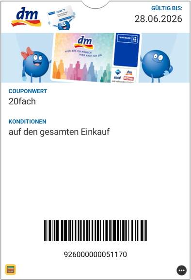 DM Payback 2x20fach auf den Einkauf bis 28.06.26 – dm.at Vorteil | mydealz