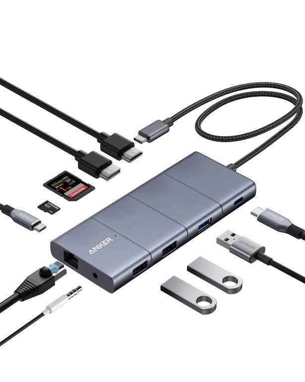 Anker 565 11-in-1 USB-C Hub Docking-Station mit 10 Gbps Ports, 4K HDMI ...