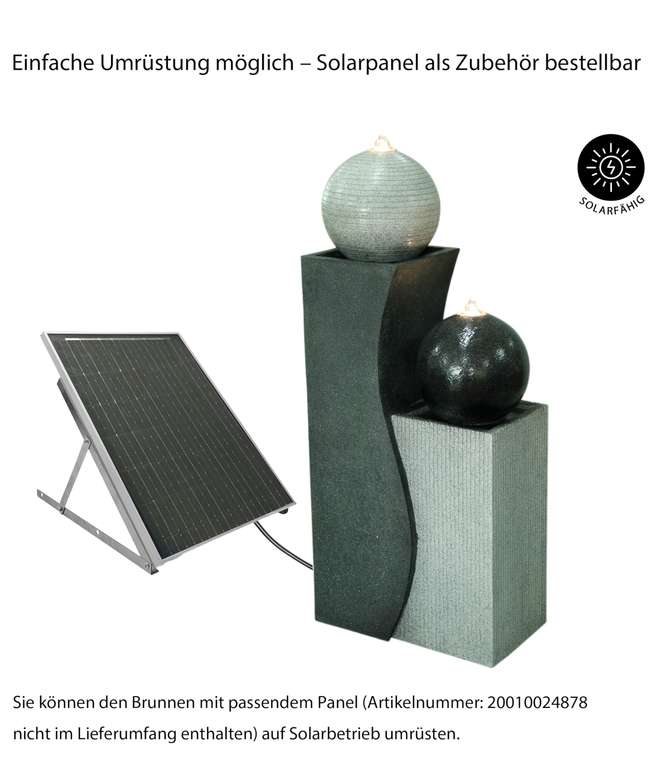 Dehner Ying Yang Polyresin-Gartenbrunnen inkl. LED – solarfähig, Pumpe ...