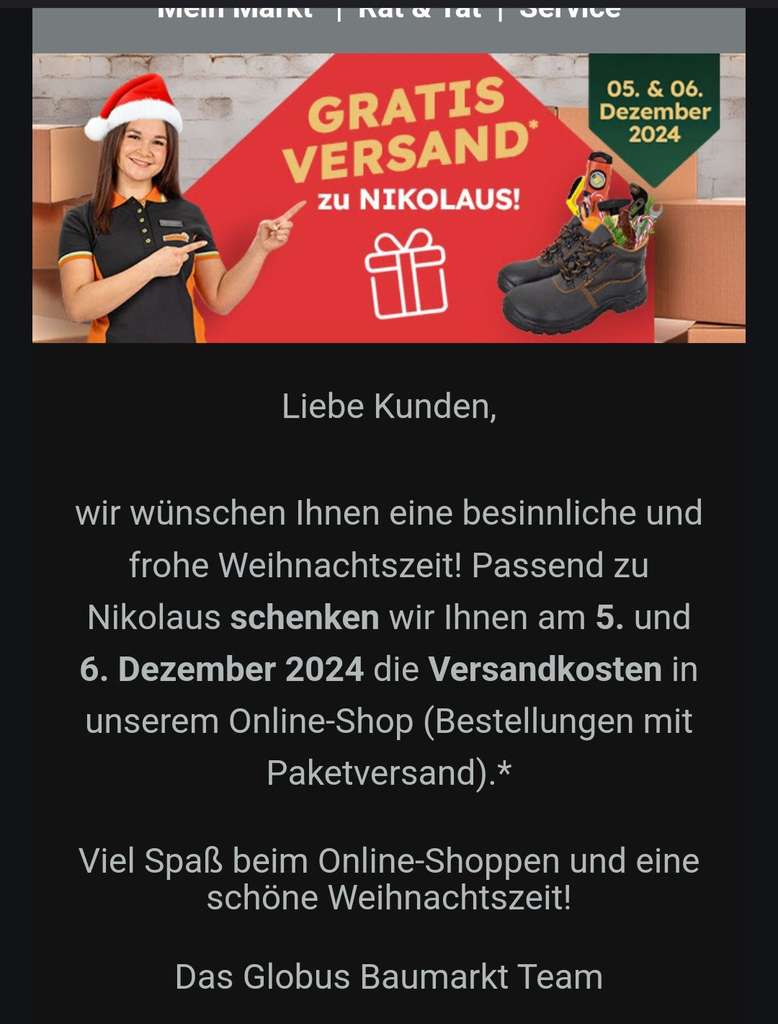Kostenloser Versand bei Globus Baumarkt Online Shop ab 10€ Einkauf ...