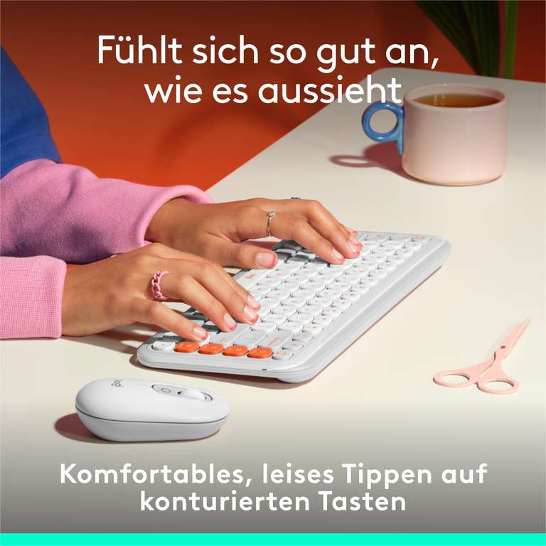 Prime Logitech POP ICON Keys weiß – kabellose Bluetooth-Tastatur, 3 ...