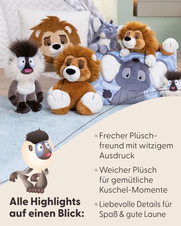 Mandrill Matuto – NICI Plüsch, 24cm grau, kuscheliges Tierchen at ...