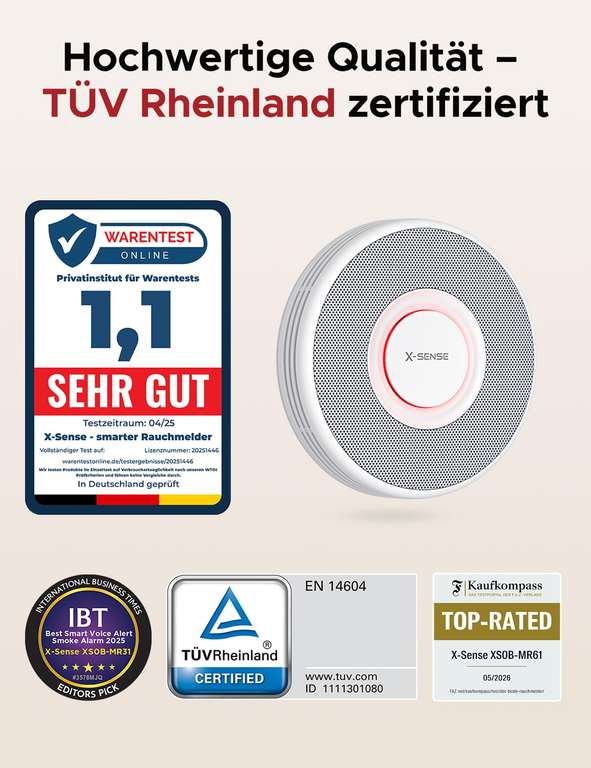 [Prime Days] X-Sense XS0B-MR WLAN Vernetzter intelligenter Rauchmelder ...