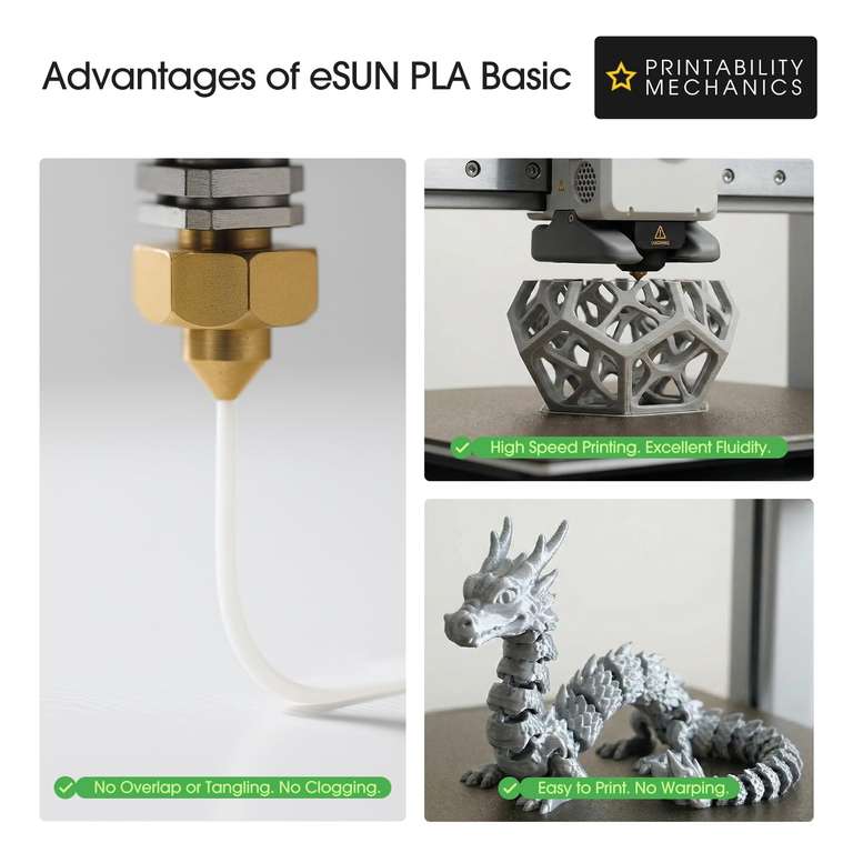 eSUN PLA Filament 1.75mm, PLA Basic 3D Drucker Filament Maßgenauigkeit ...