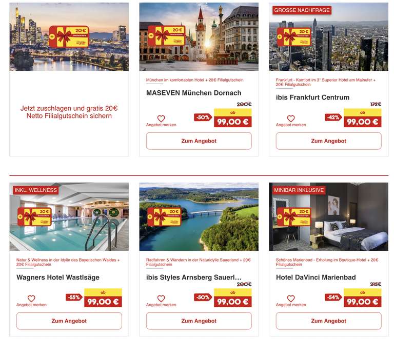 Wunderschne Nettoreisen Hotelgutscheine 2022 Bild