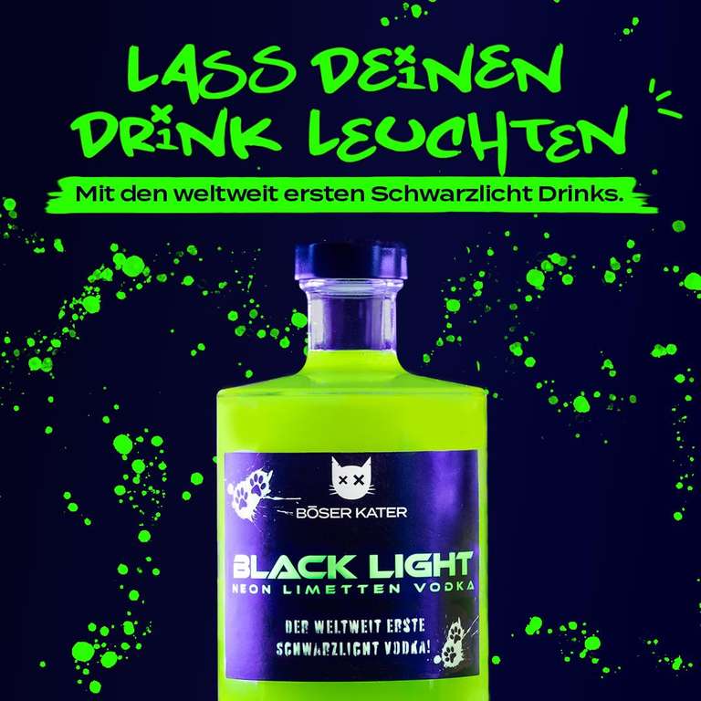 [Amazon] BÖSER KATER Blacklight Vodka - Schwarzlicht Neon Vodka mit ...