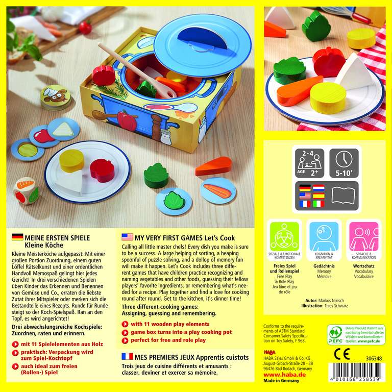 HABA Kleine Köche: 3er-Spielesammlung Holz & Pappe, Made in Germany at ...