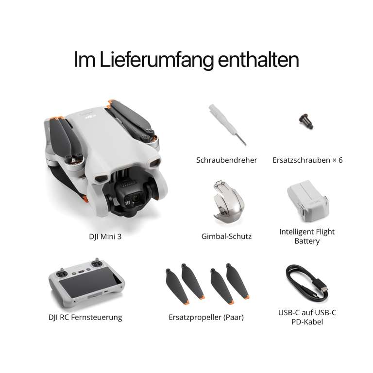 [Prime] DJI Mini 3 Drohne inkl. DJI RC (Fernsteuerung mit Display ...
