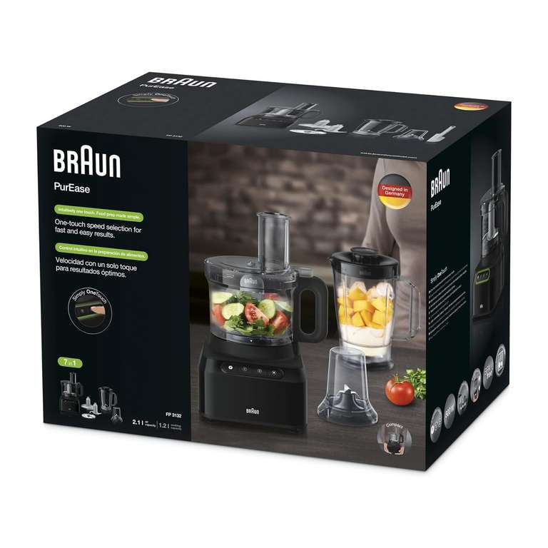 BRAUN FP3132BK Küchenmaschine – 800W, EasyClick, 2 Geschw. + Puls bei ...