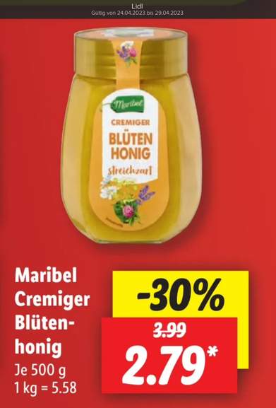 [LIDL] Ein Pfund Honig für 2,79€ / 500g Glas Maribel Cremiger ...