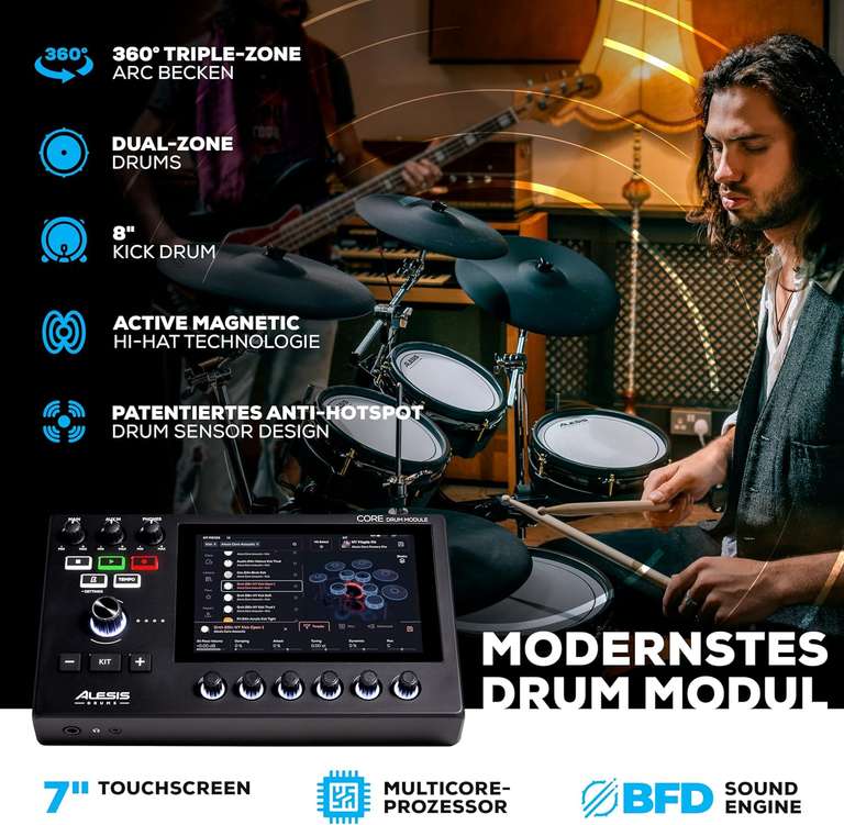 Alesis Strata Core E-Schlagzeug-Modul: 7 Touchscreen & ARC-Becken at Amazon