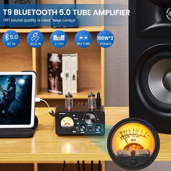 AIYIMA Tube T9 Bluetooth 5.0 6K4 Vakuumröhrenamp 100W DAC, HiFi 24V ...