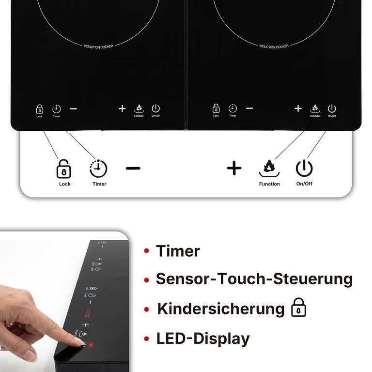 Allyson Doppel-Induktionsplatte 3500W 2 Kochzonen bei Amazon – 89,99 ...