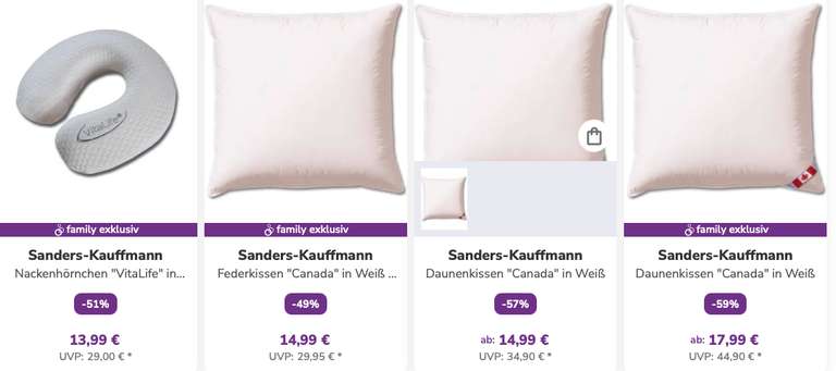 Bettwaren von Sanders Kauffmann – 80x80 Kissen Finesse ab 26,94€ bei ...