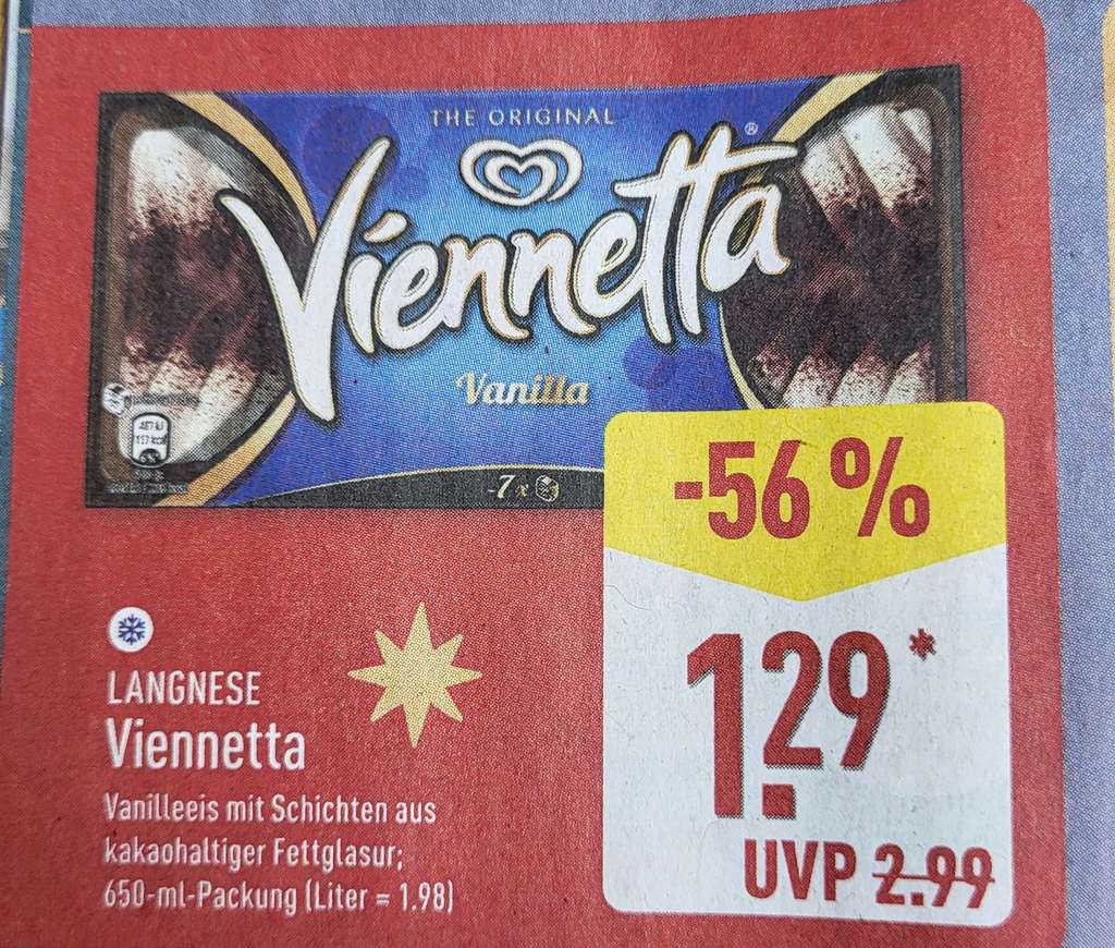 Langnese Viennetta Eis (Vanille) 650 ml für 1,29 € – jetzt bei Aldi ...