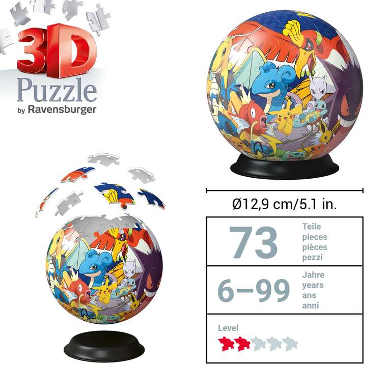 Ravensburger 3D Puzzle-Ball Pokémon 72 Teile – Aufsteller inkl. | at ...