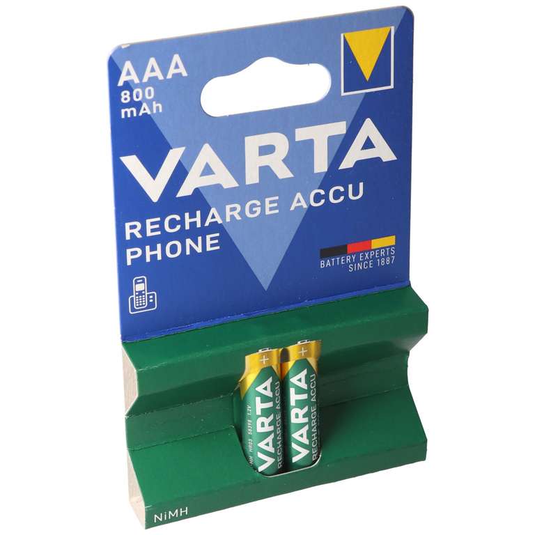 Varta Recharge Accu Phone AAA 800mAh 2er-Pack, NiMH – zuverlässig bei ...