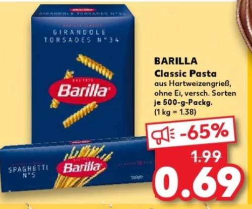 [Kaufland] Barilla Classic Pasta Nudeln in verschiedenen Sorten - 69ct ...