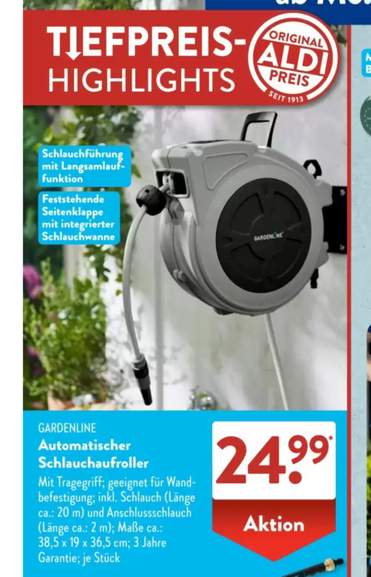 Gardenline Schlauchaufroller 20m