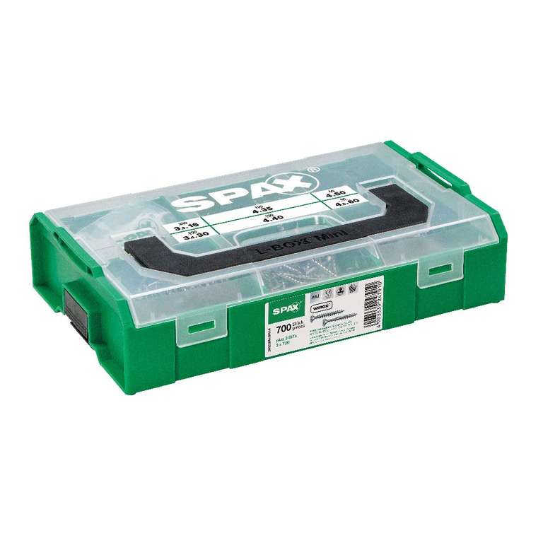 SPAX Montagekoffer L-Boxx Mini 700x Schrauben + 3 Bits T20 at Amazon