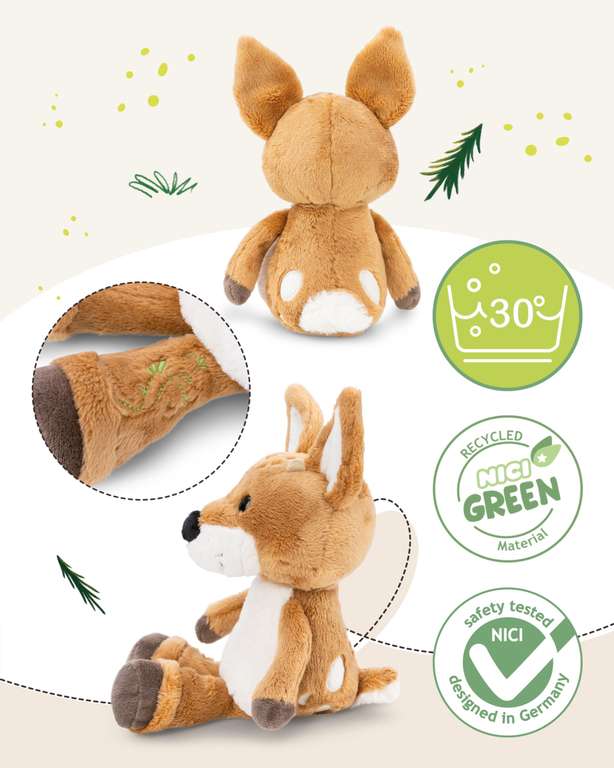 NICI Kuscheltier Rehbock René Roebuck 25cm - braun - Weiches Plüschtier ...